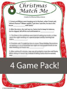 4 Christmas Match Me Games - Printable Adult Party Game