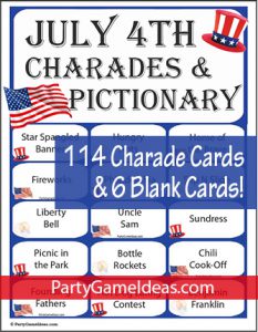 July 4th Charades and Drawing Game Cards