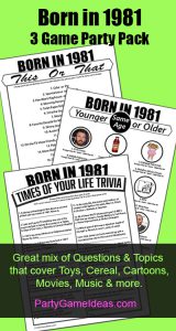 1981 Birthday Party Games Printable Trivia Fun