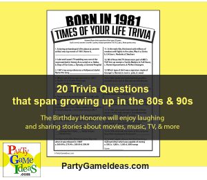 Born in 1981 Birthday Trivia Game - Printable Party Game