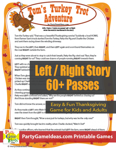 Thanksgiving Left Right Game - Turkey Trot Passing Story